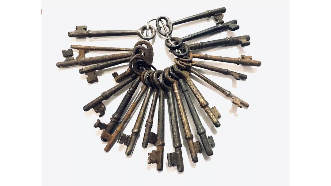 Lot of 21 Real Antique Keys Collection Vintage Original Metal Skeleton ...