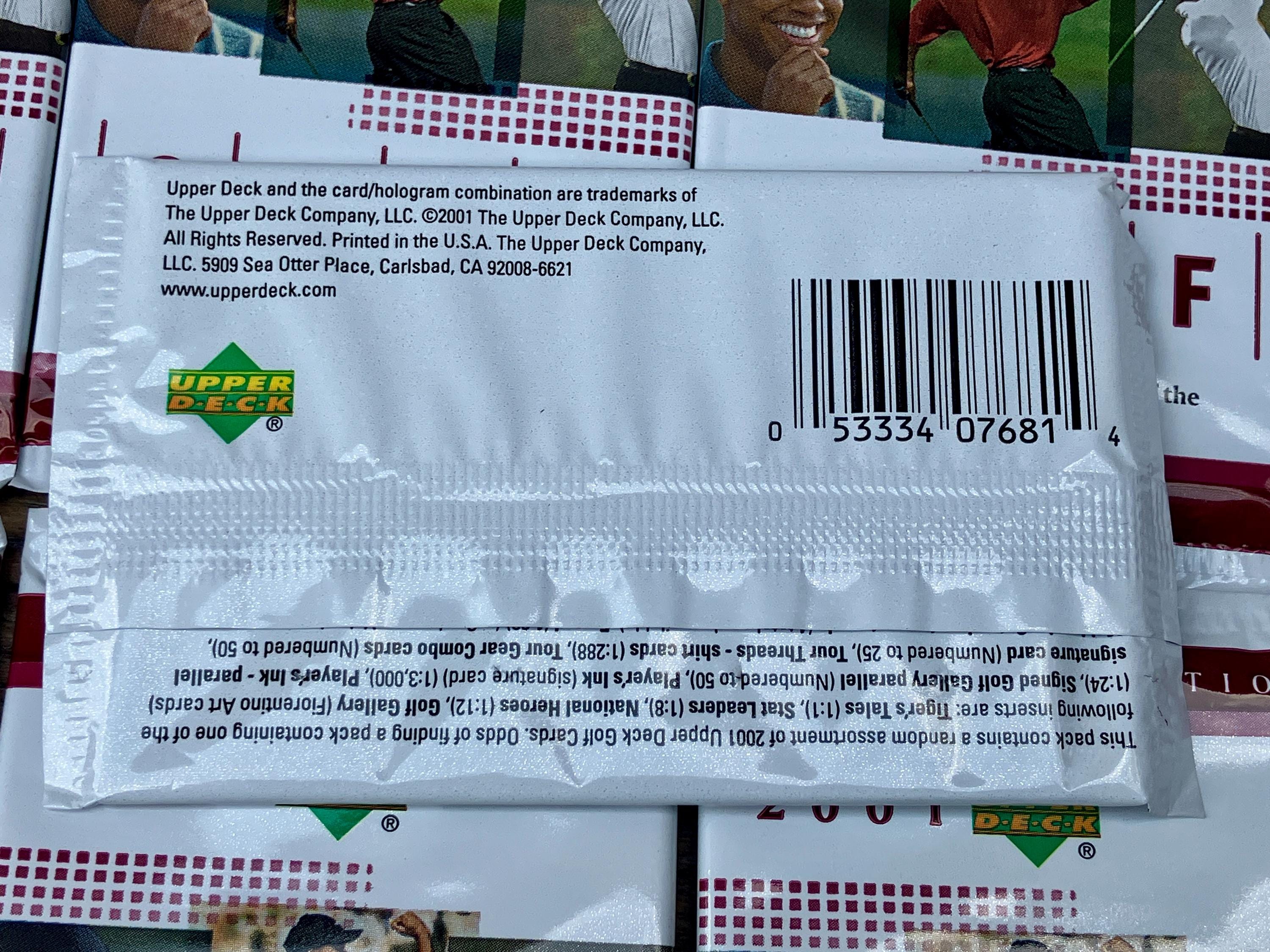 Unopened Packs of Vintage Golf Trading Cards 2001 Upper Deck Golfing ...