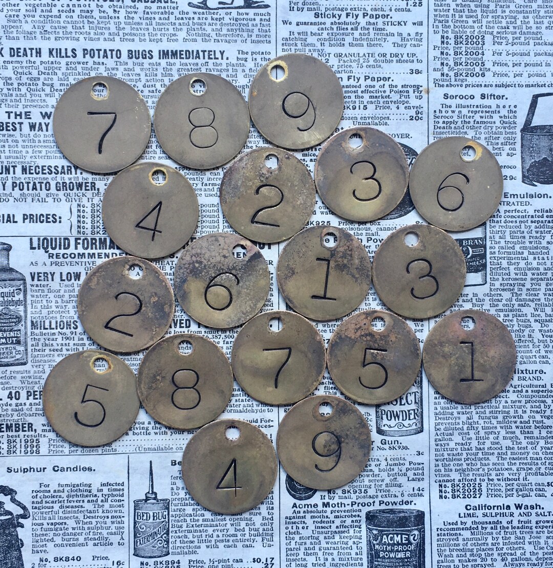 Choose Tag 1, 2, 3, 4, 5, 6, 7, 8, 9 Choice Vintage Style Metal Number ...