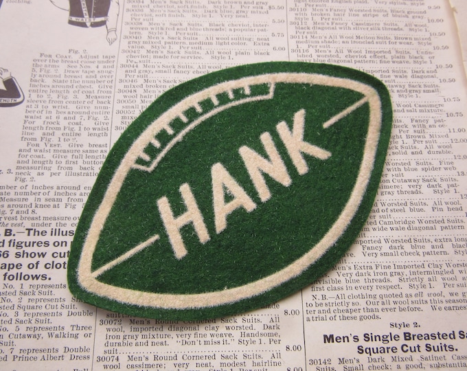 Vintage Name Patch HANK Football Price per (1) Patch 1950s Era Felt ...