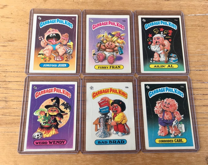 Garbage Pail Kids Junkfood John, Furry Fran, Ailin Al, Weird Wendy, Bad ...