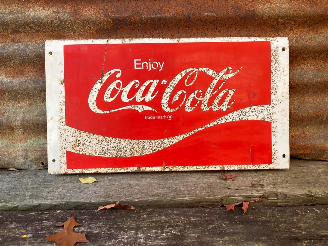 Authentic Vintage Coca Cola Metal Sign Old Coke Sign Red White Sign ...