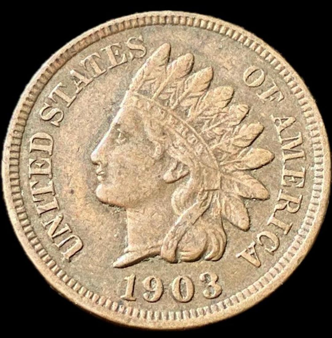 Authentic 1903 Indian Head Penny Small Cent Partial Liberty Fine ...
