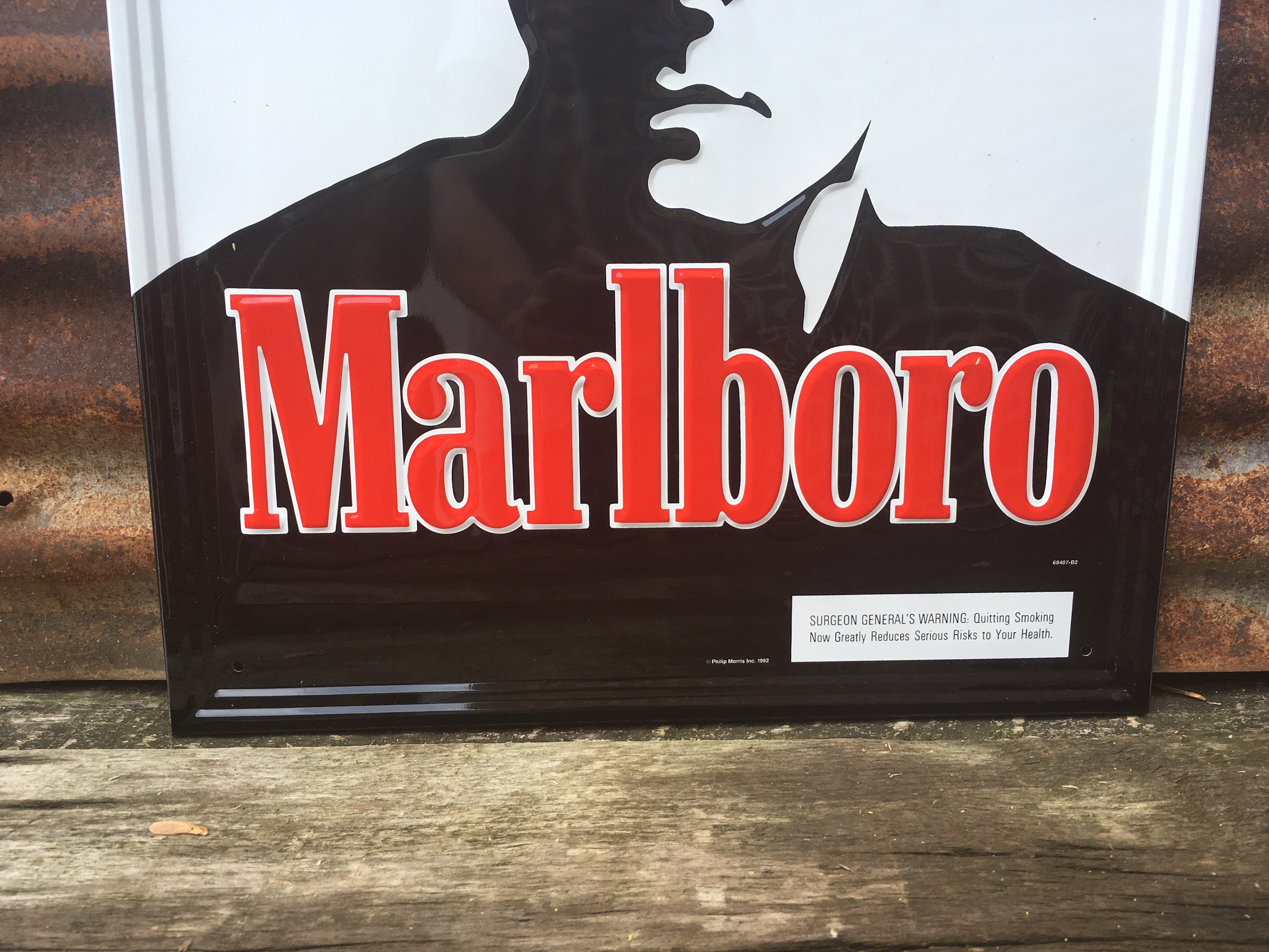 Vintage Marlboro Cigarette Sign Tobacco 1992 Cowboy Marlboro Man ...