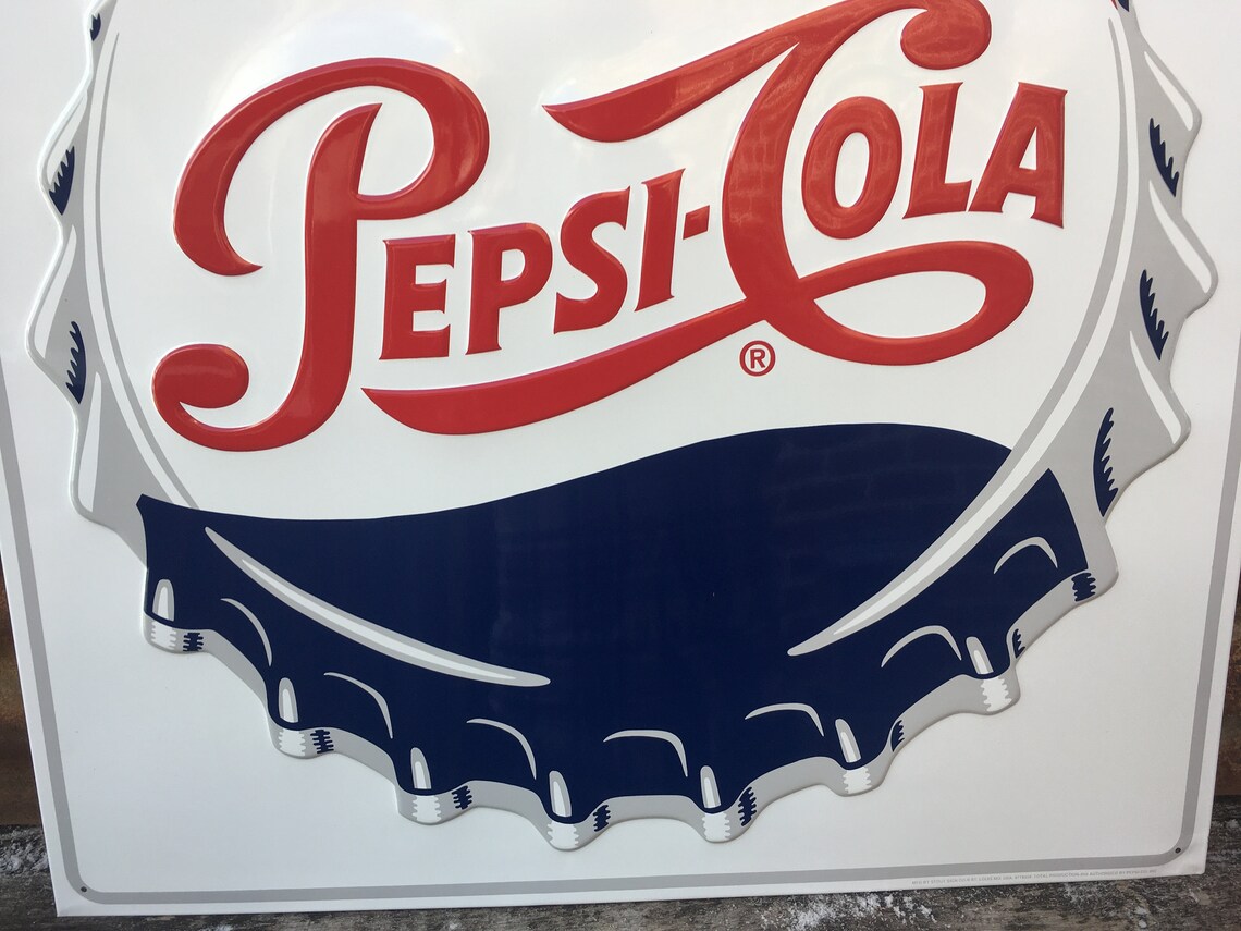 Vintage Sign Pepsi Cola Bottle Cap Large 23 1/2 Inch Stout | Etsy