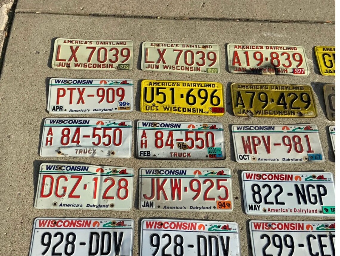 Choice of Wisconsin License Plate 1970s, 1980s, 1990s, 2000s, More Farm ...