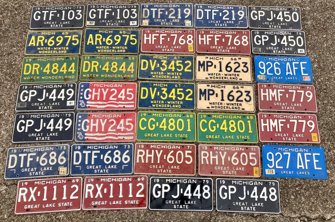 Choice of Michigan License Plate 1979, 1973, 1965, 1971, 1959, 1967 ...
