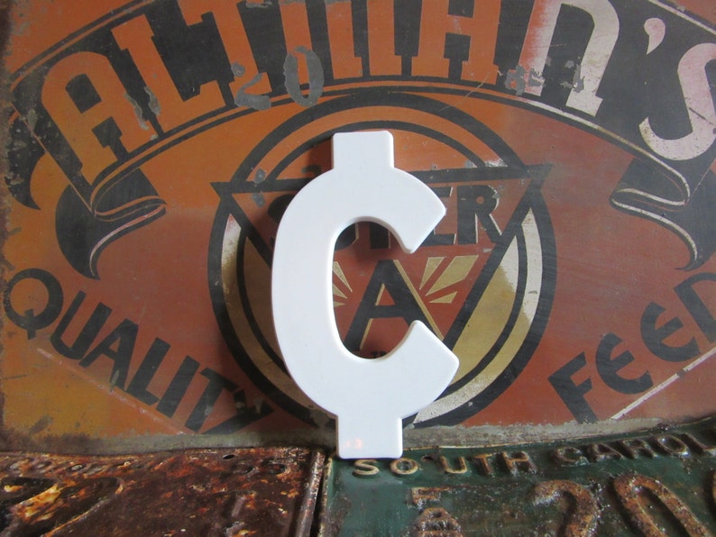Vintage Letter Sign 8 Inch Letter C Cent Sign White Money - Etsy