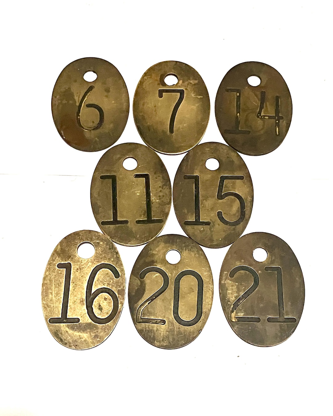 Choice of Brass Cattle Tag Number 6, 7, 11, 14, 15, 16, 20, 21 Vintage ...