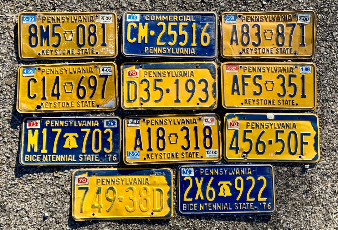 Choice of Pennsylvania License Plate 1970s, 1980s, 1990s Era Pa Plate ...