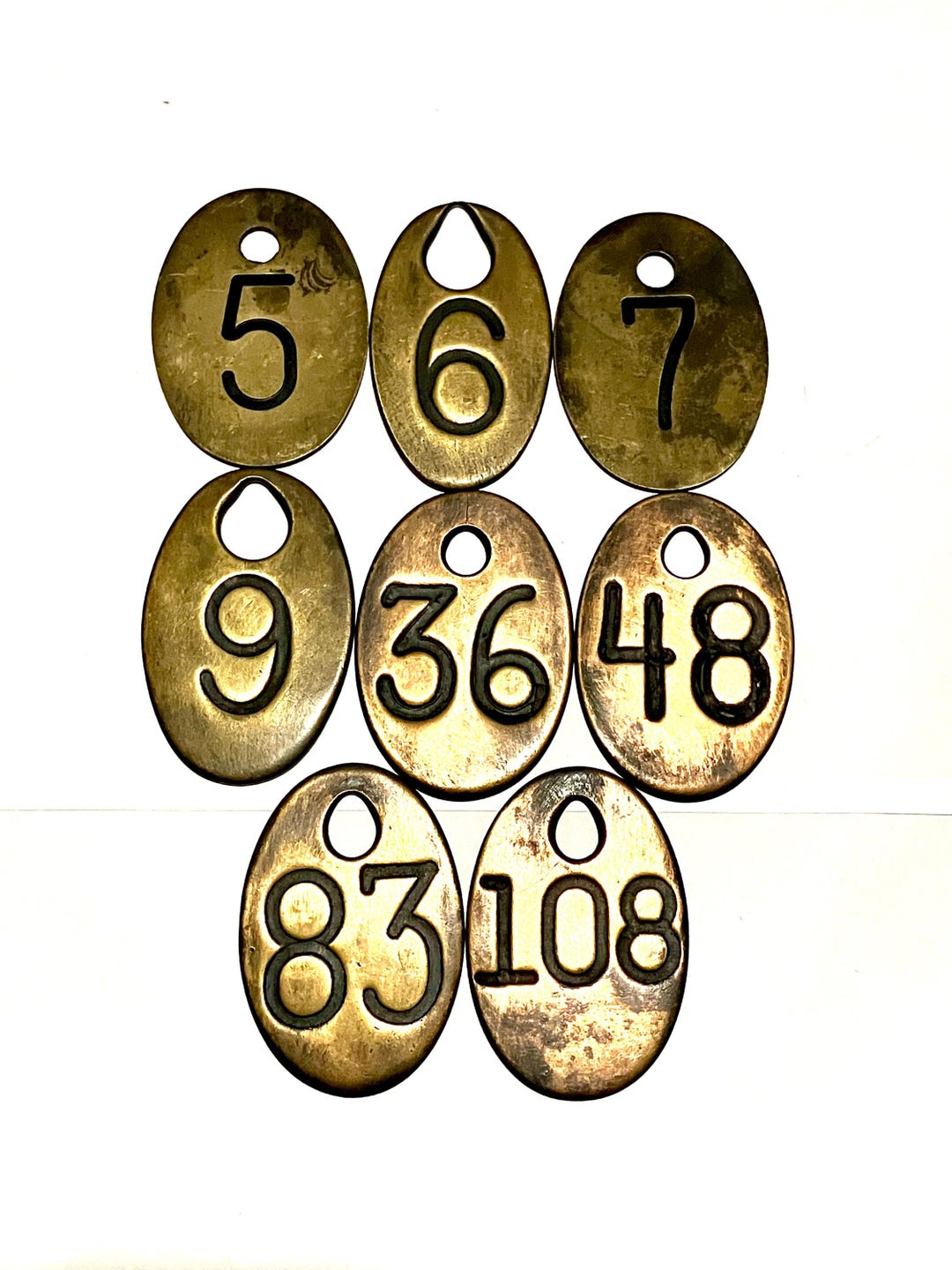 Choice of Brass Cattle Tag Number 5, 6, 7, 9, 36, 48, 83, 108 Vintage ...