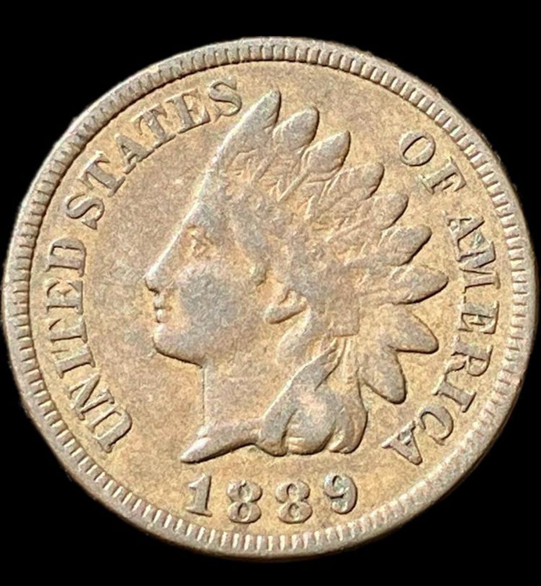 Authentic 1889 Indian Head Penny Small Cent Partial Liberty Fine ...