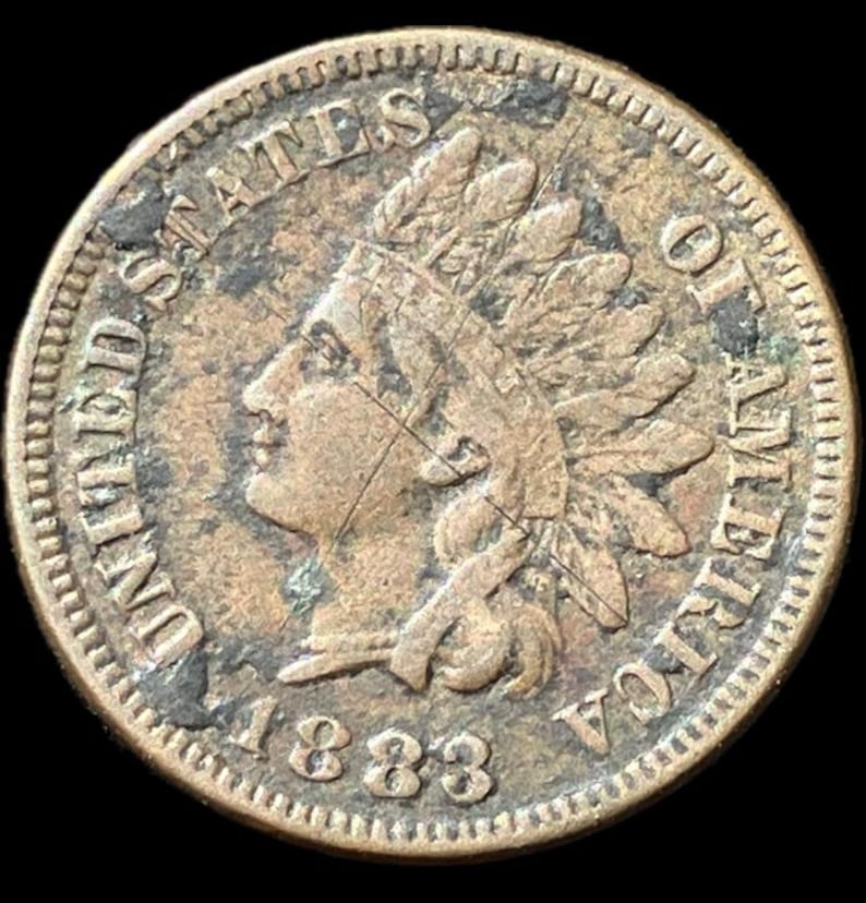 Authentic 1883 Indian Head Penny Small Cent Partial Liberty Numismatic ...