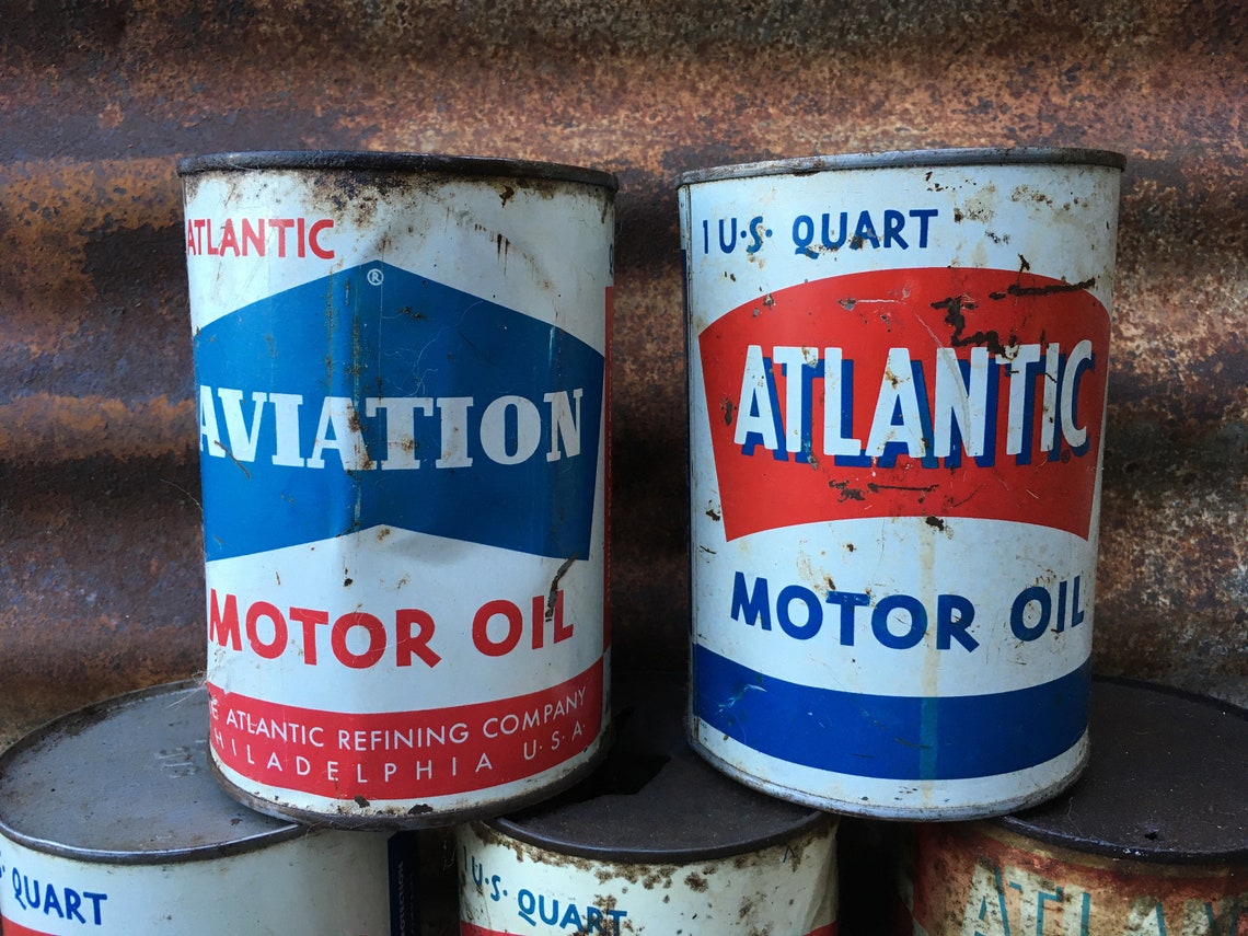 Lot of 5 Vintage Atlantic Motor Aviation Plane Quart Oil Can - Etsy