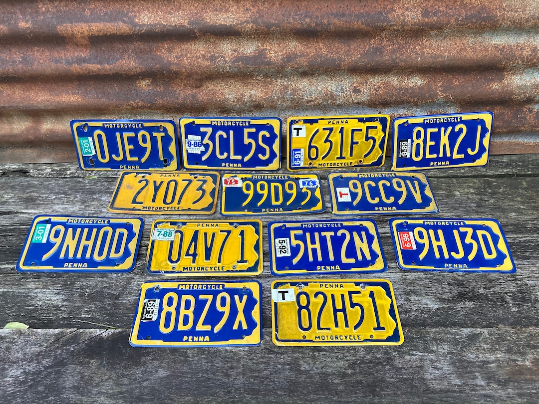 Choice of Motorcycle License Plate Pennsylvania Pa Motorcycle MC Metal ...
