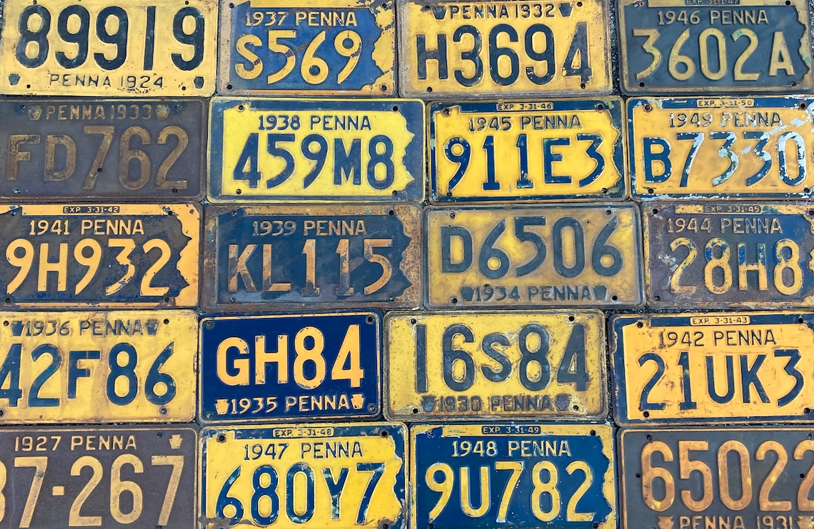 Pennsylvania License Plate 1924, 1937, 1932, 1946, 1933, 1938, 1945 ...