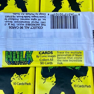 Vintage Incredible Hulk Trading Cards Packof Cards 1991 Marvel Comic ...