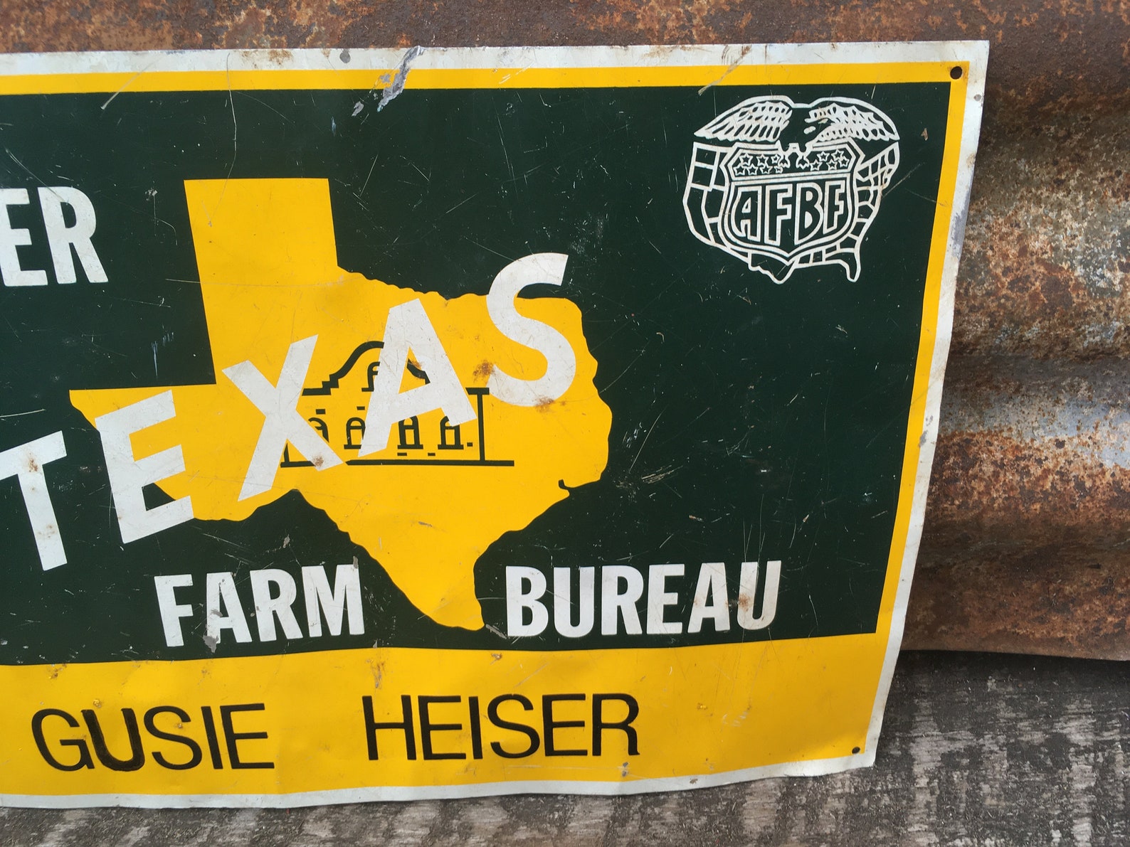 Original Vintage Metal Sign Texas Farm Bureau Sign Gusie - Etsy