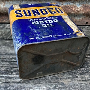 Vintage Original Sunoco Motor Oil Can 2 Gallon Sun Oil Company Metal ...