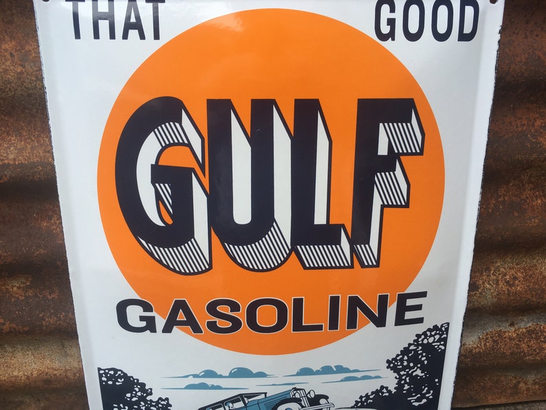 Reproduction Porcelain Sign Good Gulf Oil Gasoline Porcelain - Etsy