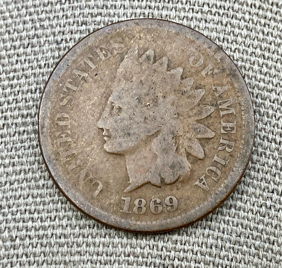 1869 Indian Head Cent Lower Mintage Semi Key Date Penny Small Cent Coin ...