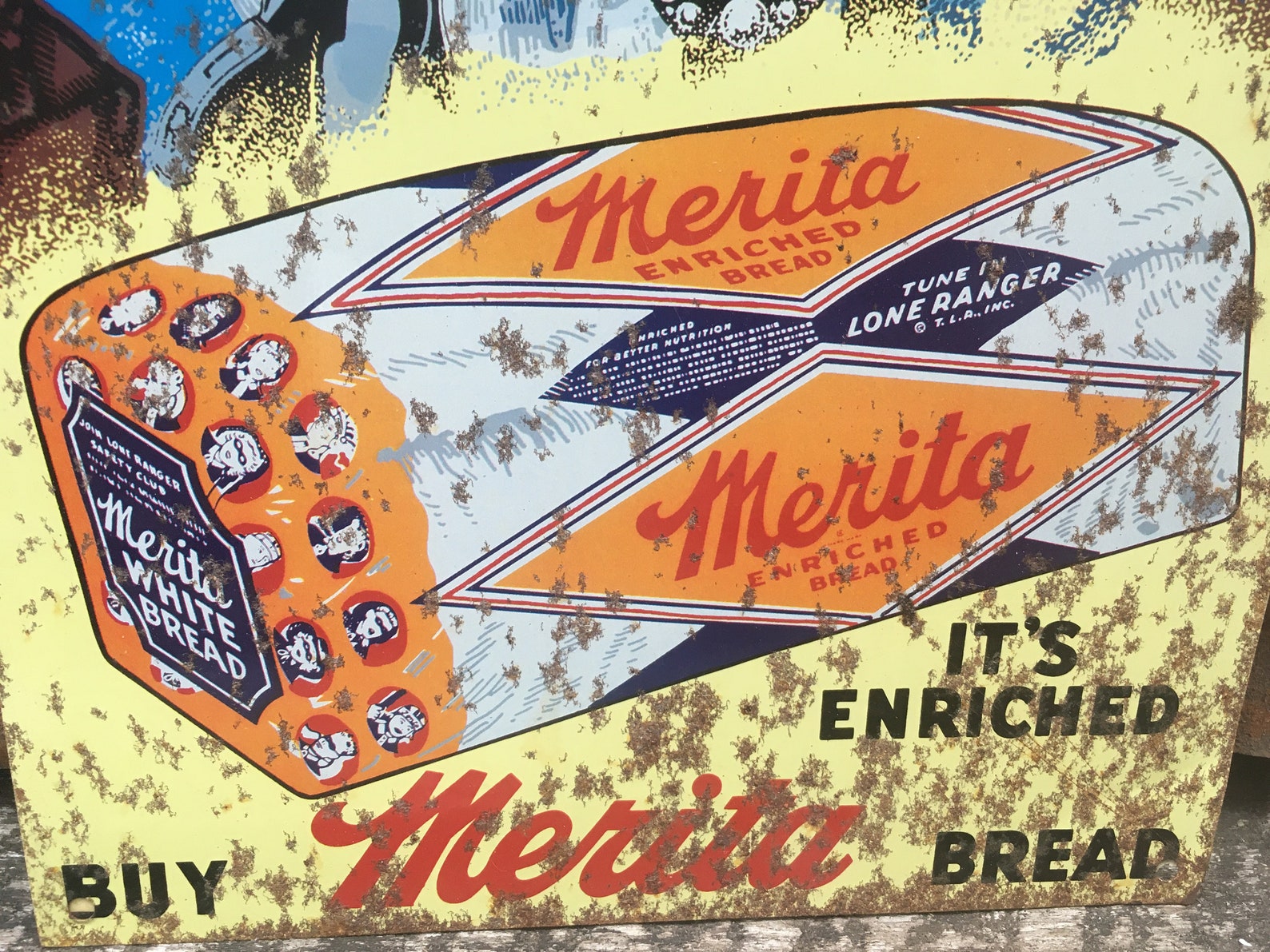 Merita Bread Sign Vintage Metal Sign Lone Ranger on Horse Sign | Etsy