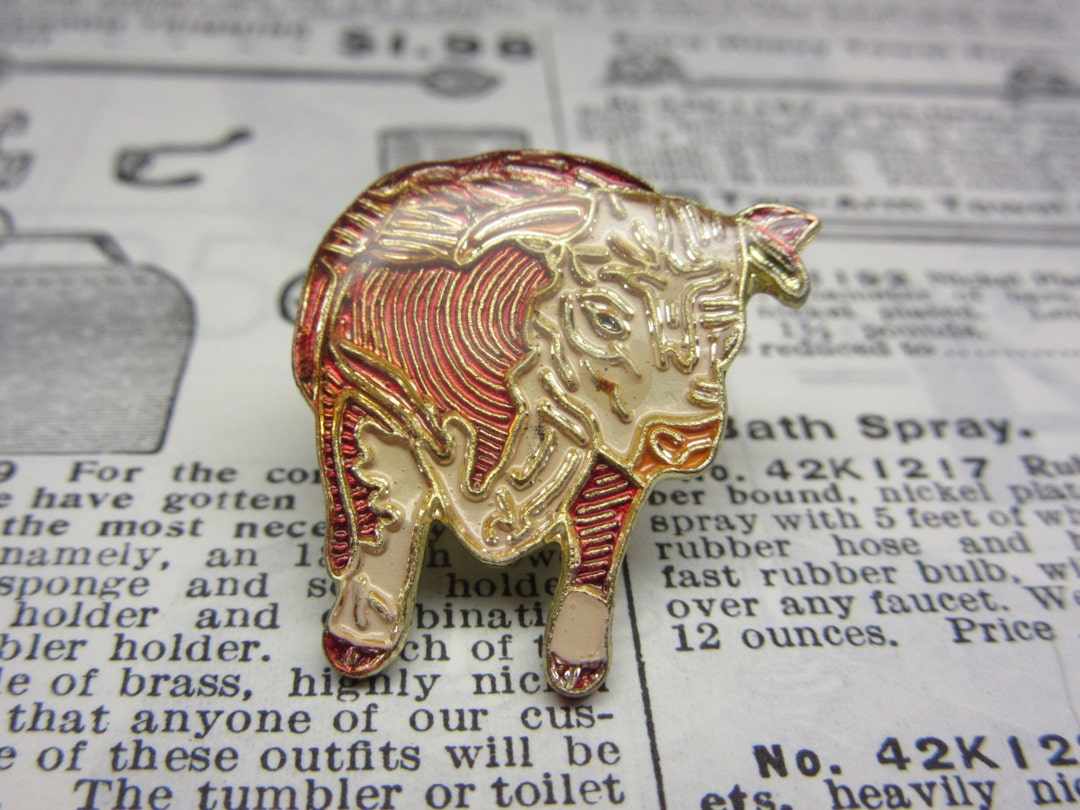 Vintage Cattle Pin Bull Farm Cow Farmer Ranch Cool Old Lapel - Etsy