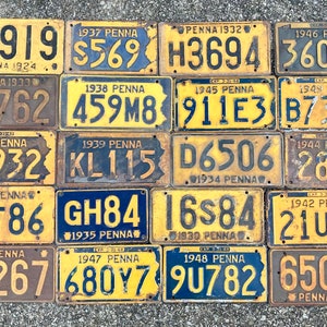 Pennsylvania License Plate 1924, 1937, 1932, 1946, 1933, 1938, 1945 ...