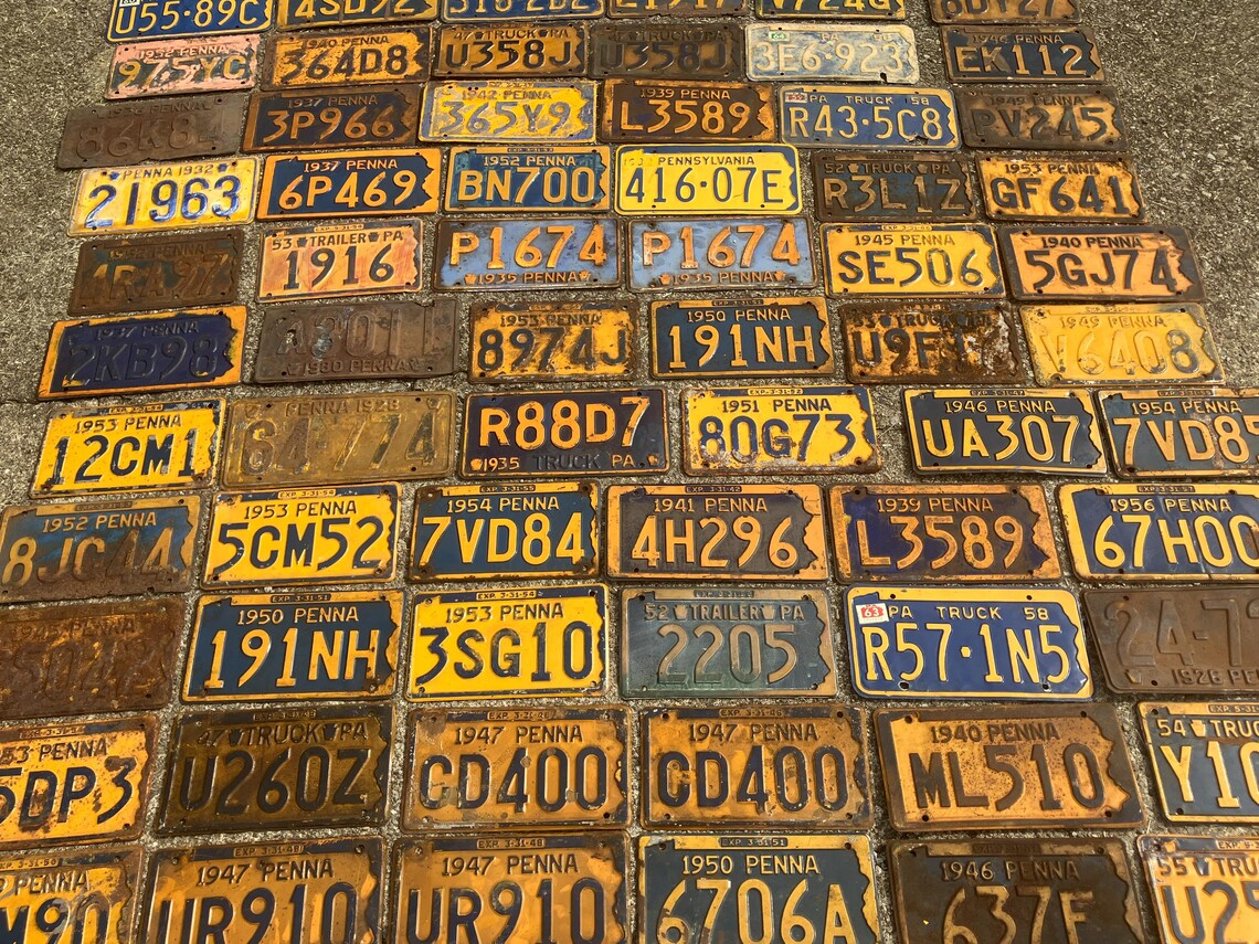 Choice of Pennsylvania License Plates 1930s, 1940s, 1950s Vintage ...