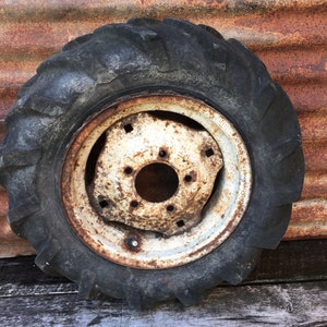 Antique Metal Wheel With Rubber Ag Tire Agricultural Tractor Wheel Old ...