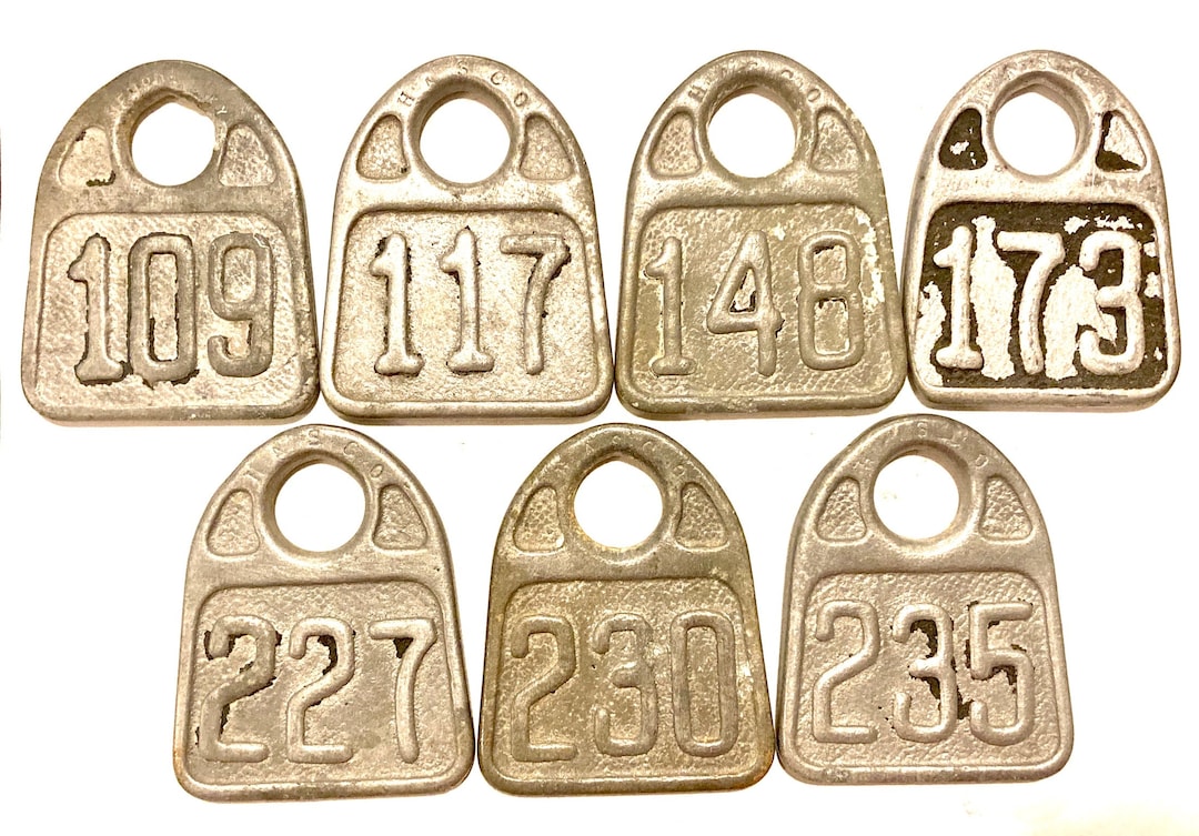 Cattle Tag Number 109, 117, 148, 173, 227, 230, 235 Vintage ID Tag ...