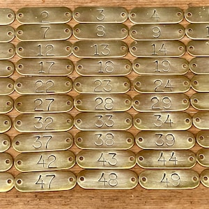 Choice of Number Tags Brass Locker Tags Drawer Tag Numbered Furniture ...