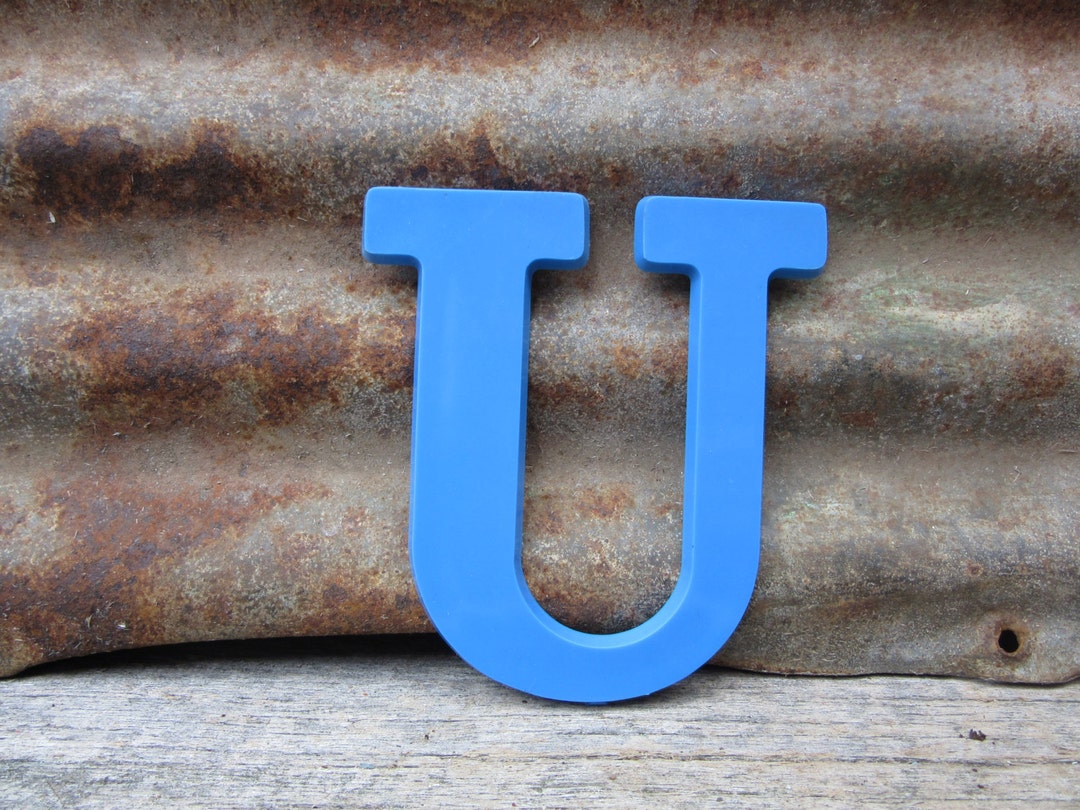 Letter Sign Marquee Vintage Sign 6 Inch Capitol Letter U Sign Blue ...