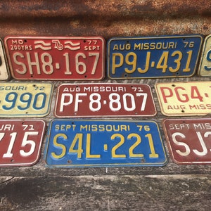 Missouri Choice of License Plate Vintage License Plate 1970, 1976, 1977 ...