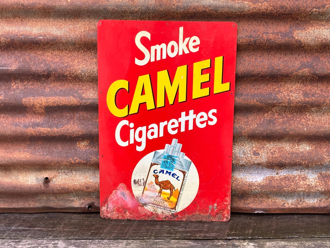 Camels Cigarette Sign 12x18 Inch Tobacco Sign Vintage Thin Tin Tacker ...