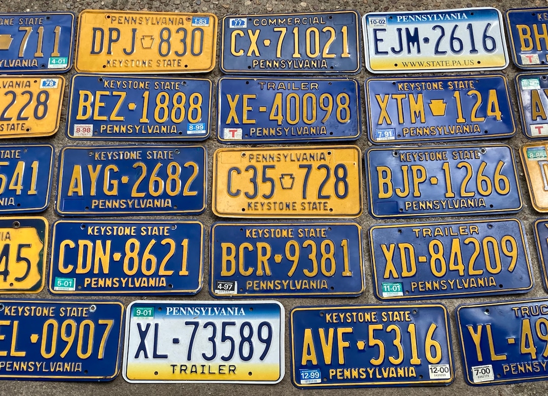 Choice of Pennsylvania License Plate 1970s, 1980s, 1990s, 2000s Era Pa ...