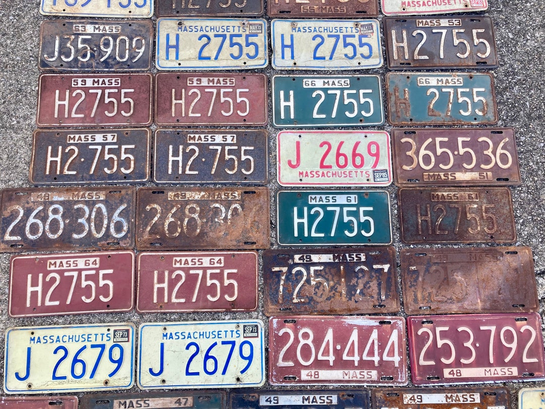 Choice of Massachusetts License Plate 1963, 1955, 1953, 1966, 1959 ...