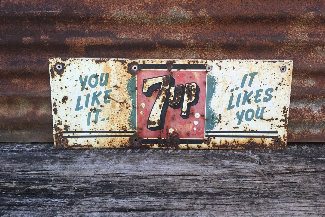Authentic 7up Sign 9 1/2 X 24 1/2 Vintage Store Sign Home Decor Old ...