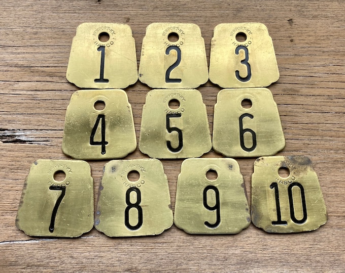 Brass Cattle Tag Number 1, 2, 3, 4, 5, 6, 7, 8, 9, 10 Vintage Brass Tag ...