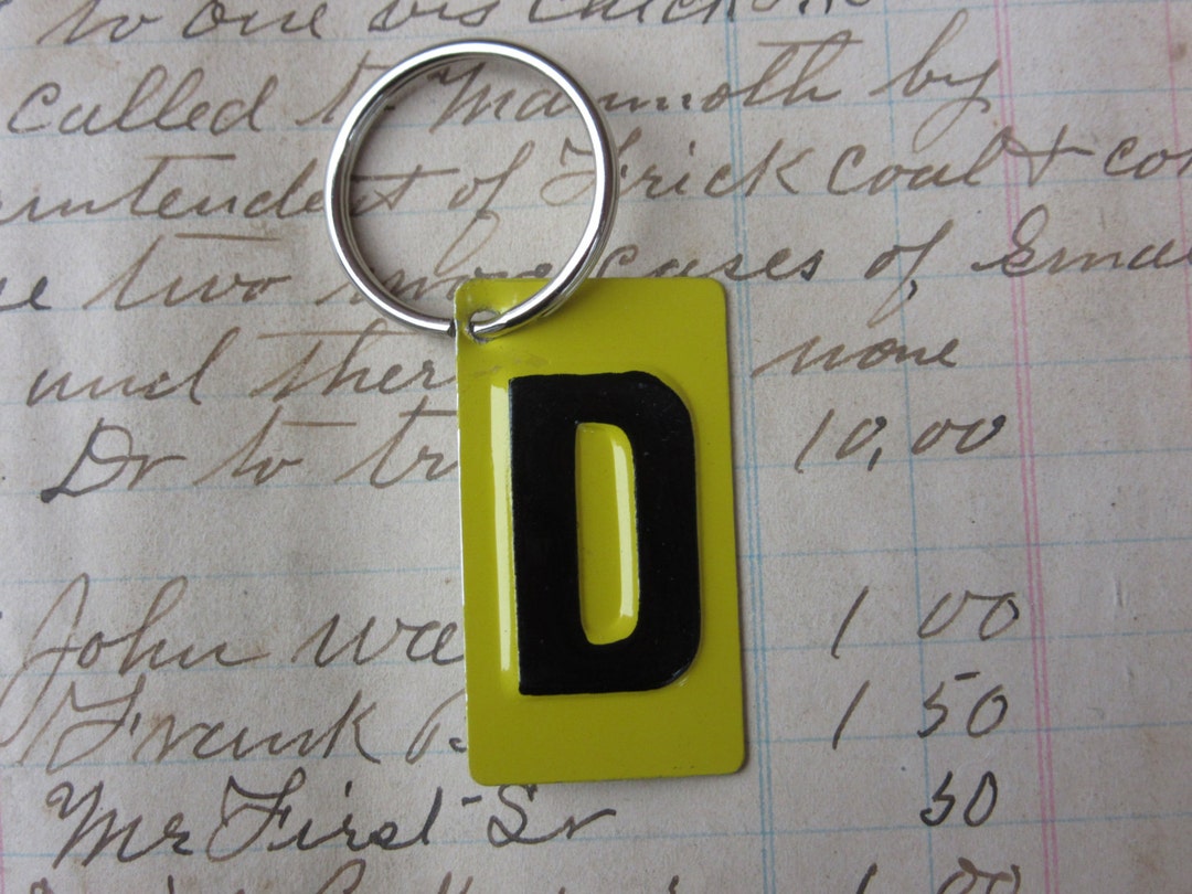 Vintage Metal Letter D Sign Name Initial D Keychain Letter Tag ...