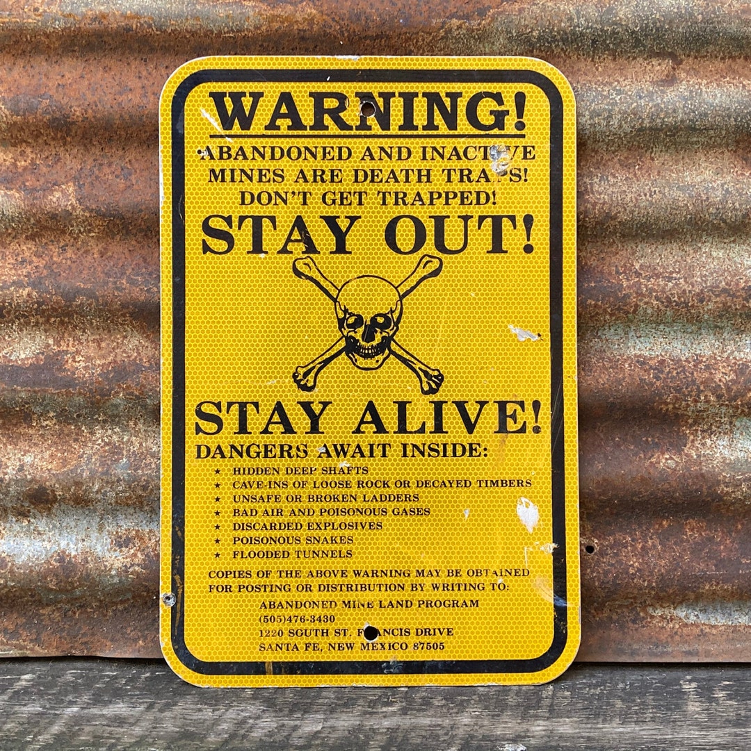 Metal Sign Warning Stay Out Skull Crossbones Abandoned Mines Metal Sign ...