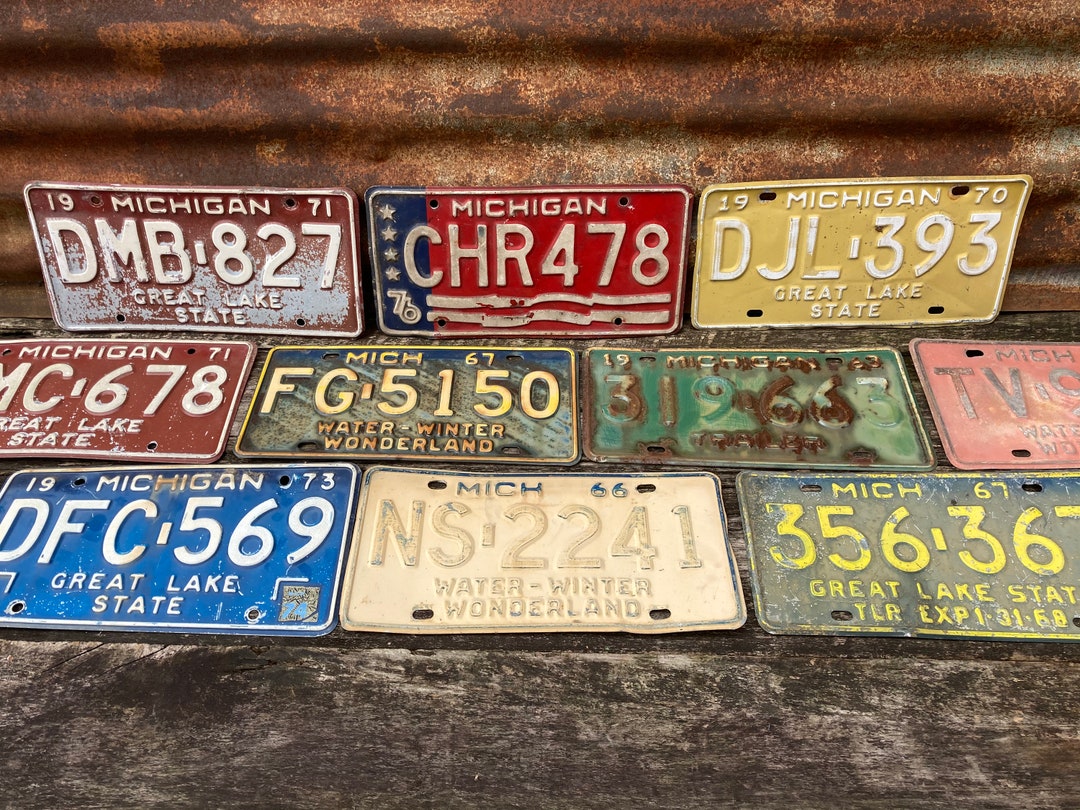 Choice of Michigan License Plate Vintage 1974, 1971, 1976, 1970, 1967 ...