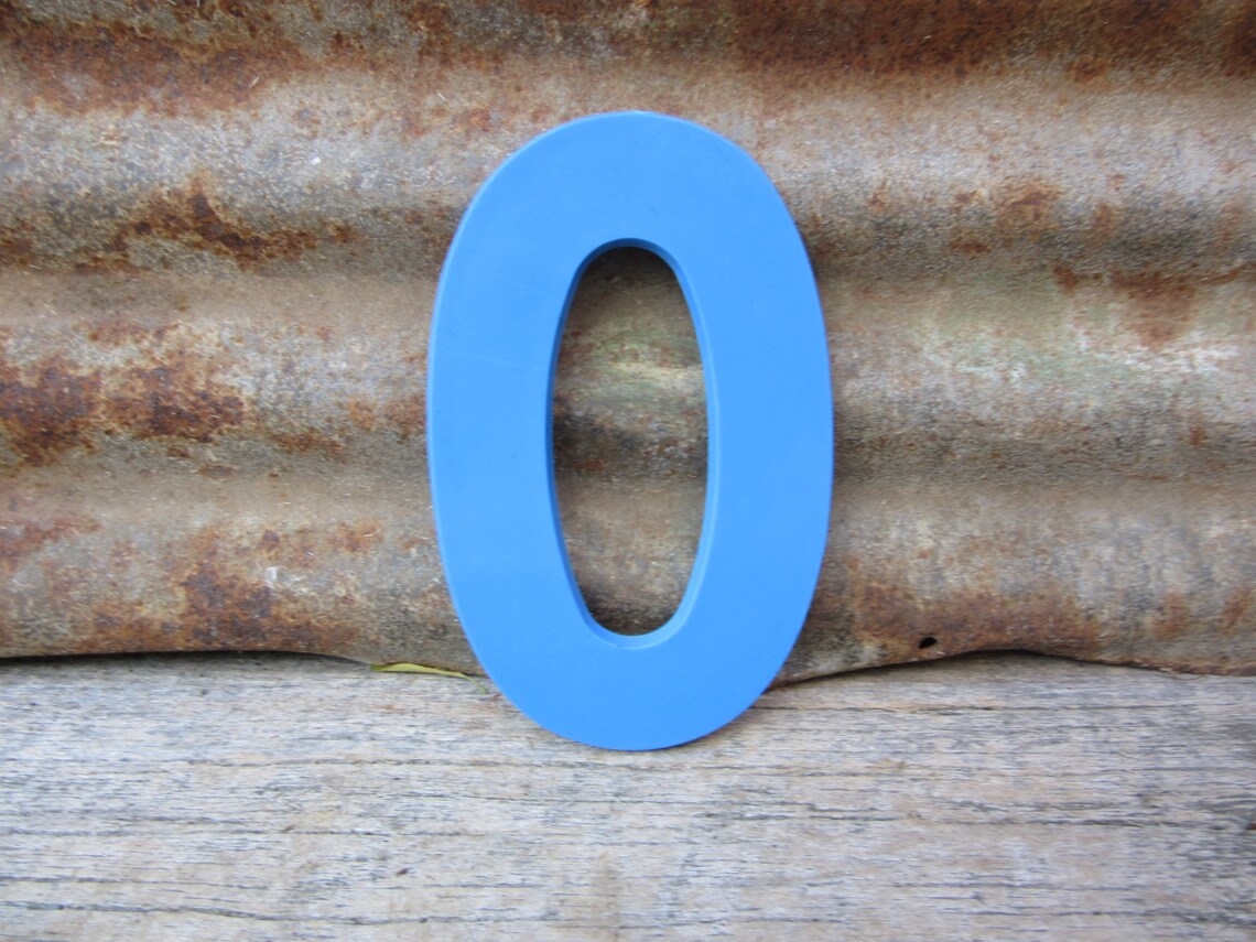 Number Sign Vintage 8 Inch Number 0 Zero Sign Blue Simple Font | Etsy