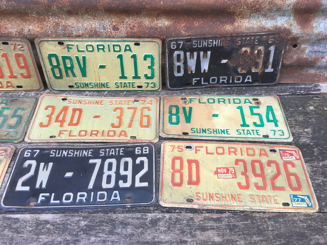 Choice Florida License Plate 1973 1972 1967 1968 1974 - Etsy