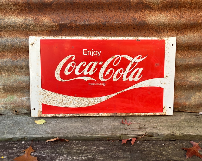 Authentic Vintage Coca Cola Metal Sign Old Coke Sign Red White Sign ...