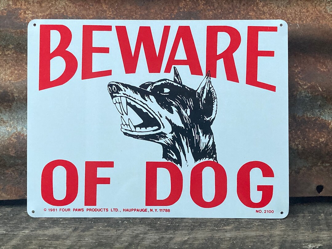 Vintage Original Sign Warning Guard Dog K9 Attack Dog 9x13 Inch Dog ...