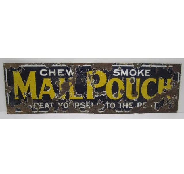 Antique Mail Pouch porcelain Sign large 42 inch Tobacco sign | Etsy