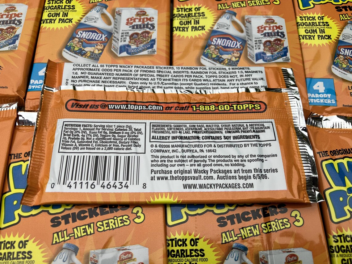 Wacky Packages Sticker Cards Topps All New Series 3 Cards Unopened Pack ...