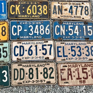 Vintage Maryland License Plate 1956 1957 1958 1955 1959 1962 1961 1960 ...