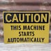 Vintage Metal Sign Machine Starts Automatically Black Yellow Industrial ...